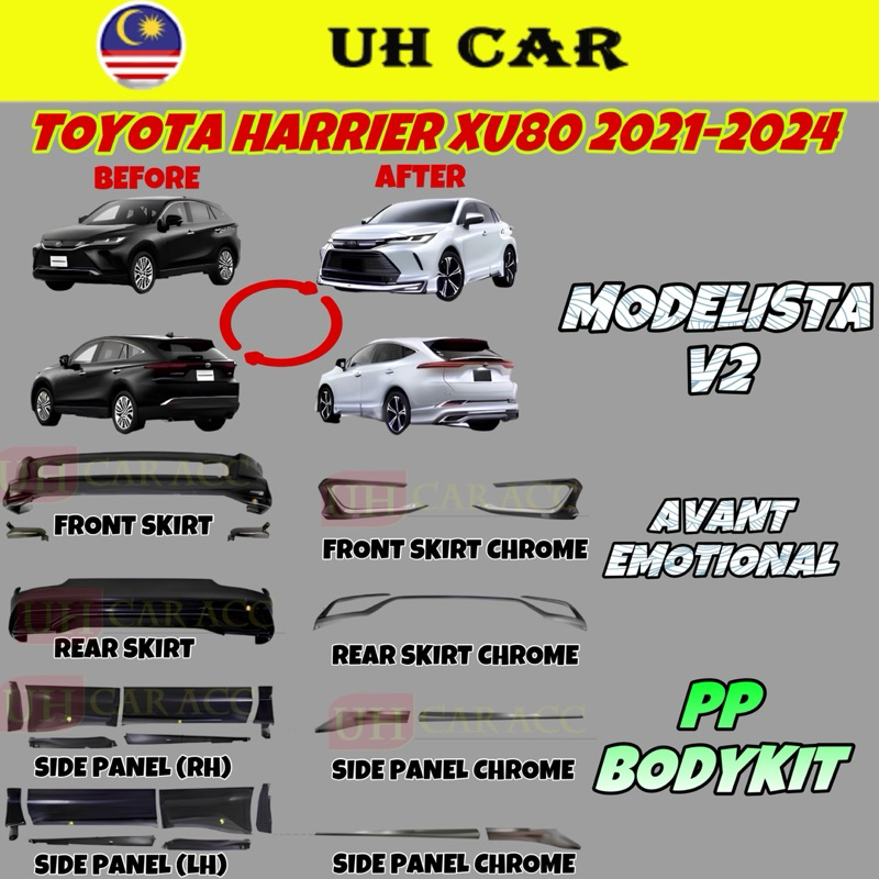 (MODELISTA V2) AVANT EMOTIONAL Toyota Harrier XU80 2021-2024 PP Bodykit ...