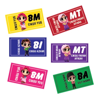 Sticker label subjek berserta nama guru | Shopee Malaysia