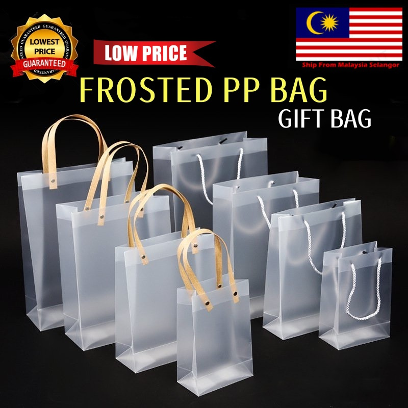 Frosted PP Tote Plastic Goodies Gift Bag Wedding Party Doorgift ...