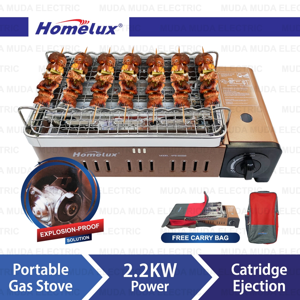 Homelux Portable Camping Gas Stove 2 in 1 Infrared Cassette Grill BBQ ...