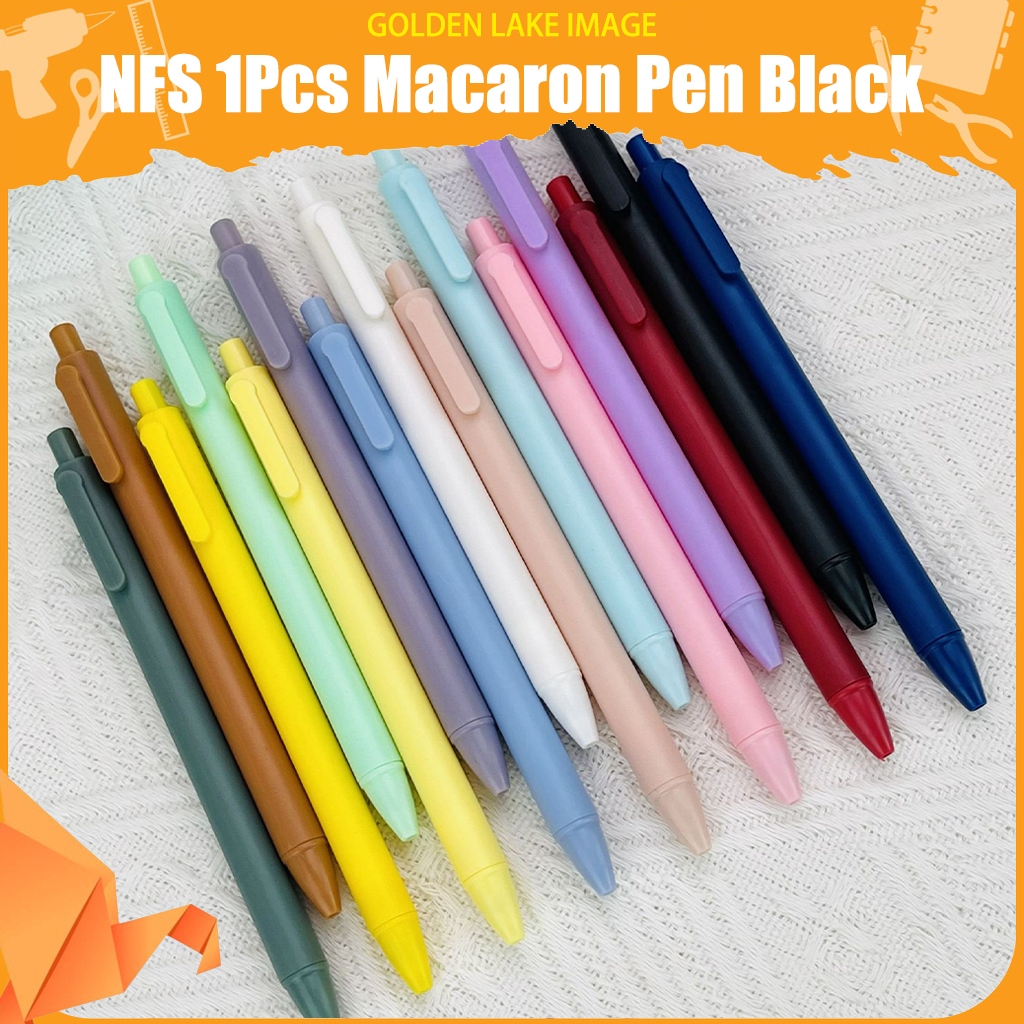 Macaron 0.5 Pens Ins Style Stationery Press Pen Push Gel Pen Black Ink ...