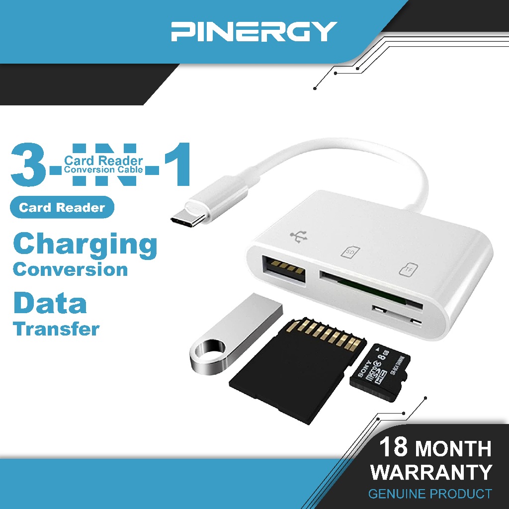 Pinergy OTG Card Reader 3 In 1 IP/Type-C To SD/TF + USB Conversion ...