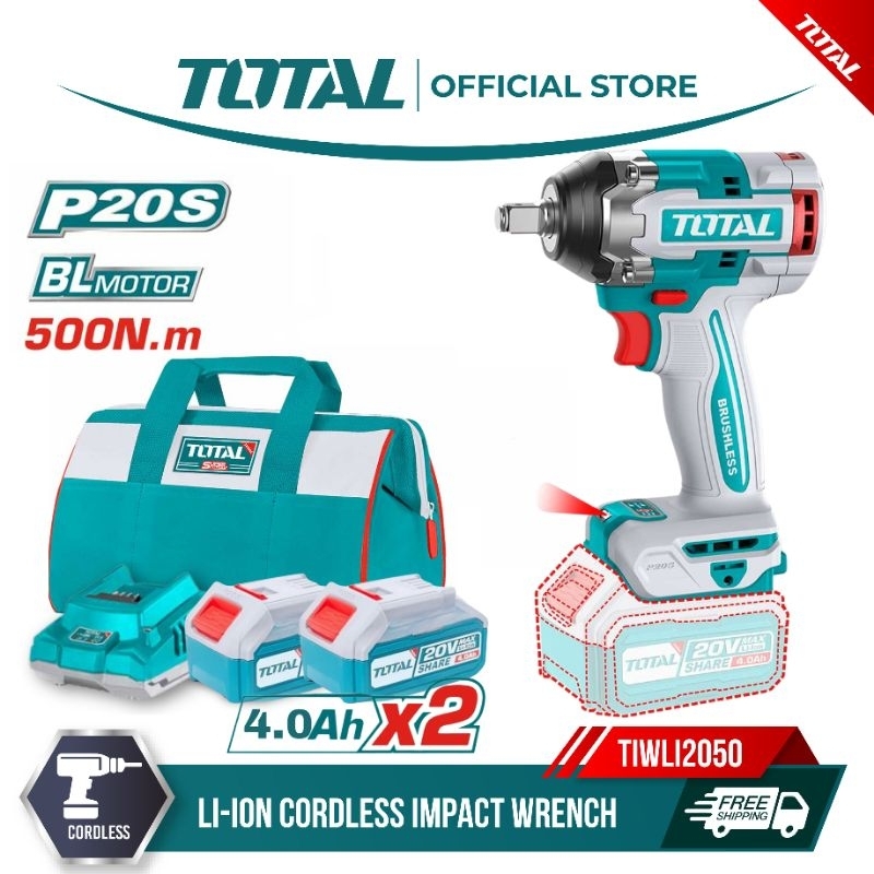 Total Li-ion Cordless Impact Wrench (500Nm / 850Nm) TIWLI2050 ...