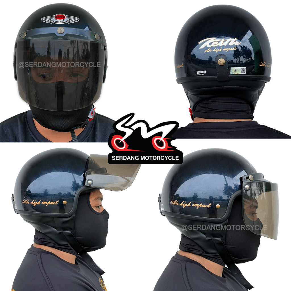 KEITH Half Cut Helmet SIRIM Approved Steng Topi Keledar with Smoke ...