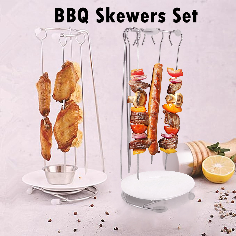 Stainless Steel BBQ Skewers Rack Skewer Holder Bracket Neddle Stand ...