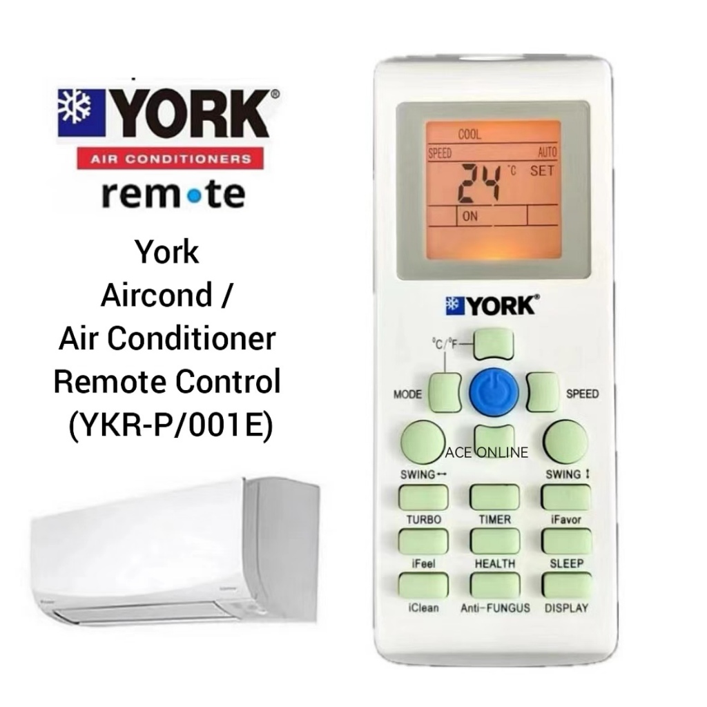 York Aircond / Air Conditioner Remote Control (YKR-P/001E) | Shopee ...
