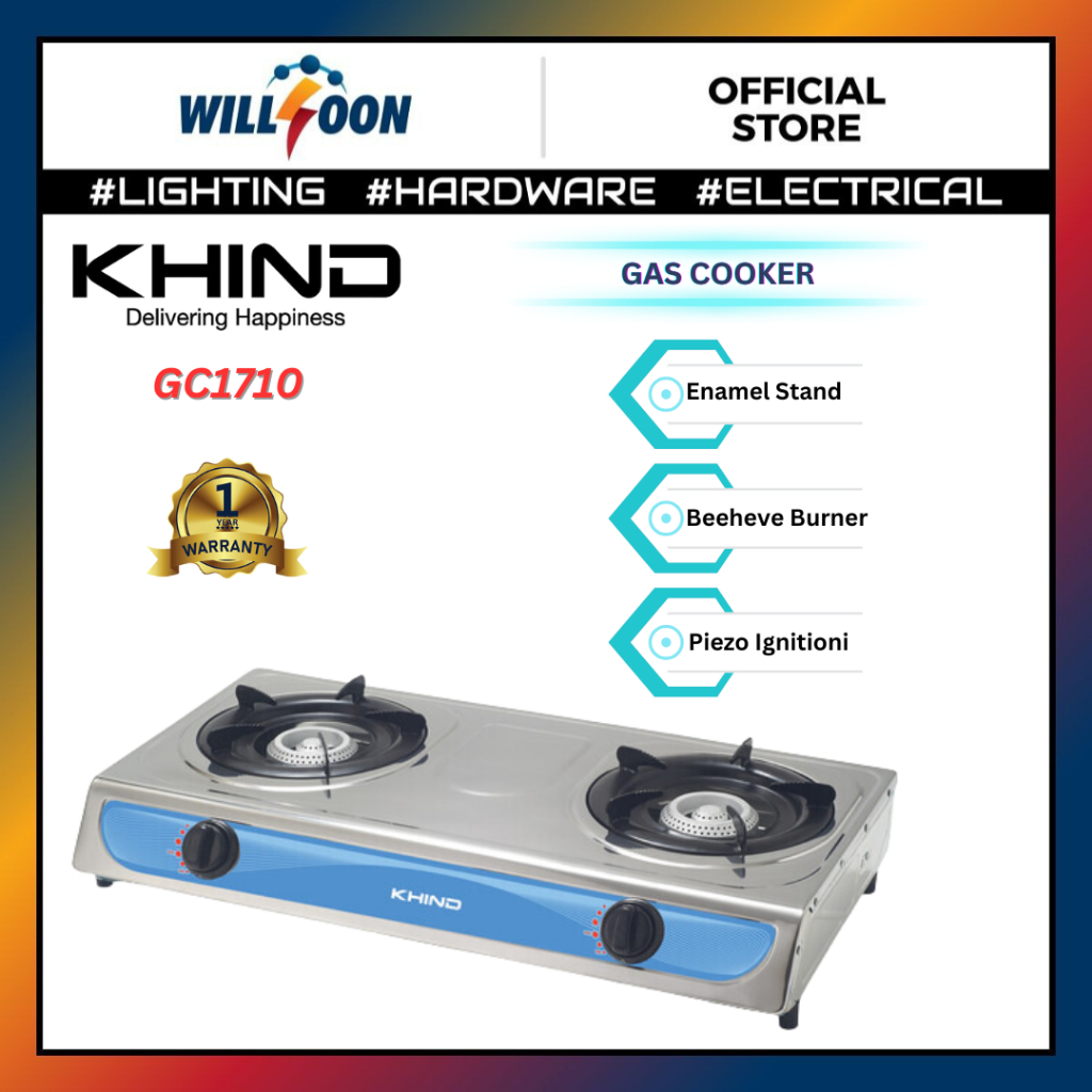 Khind Gas Cooker GC1710 Double Burner With / Without Low Pressure ...