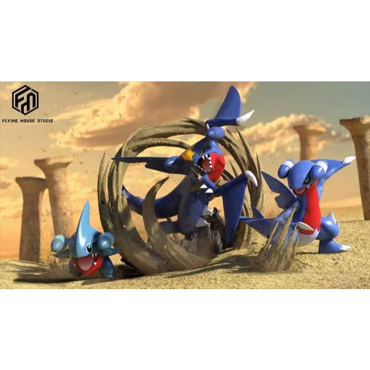 Flying Mouse Studio - Pokemon - Gible Evolution Group Resin Statue ...