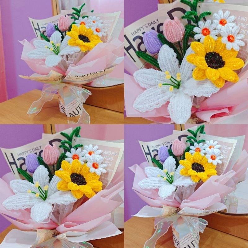 Chenille stem pipe cleaner graduation birthday shimmering flower ...