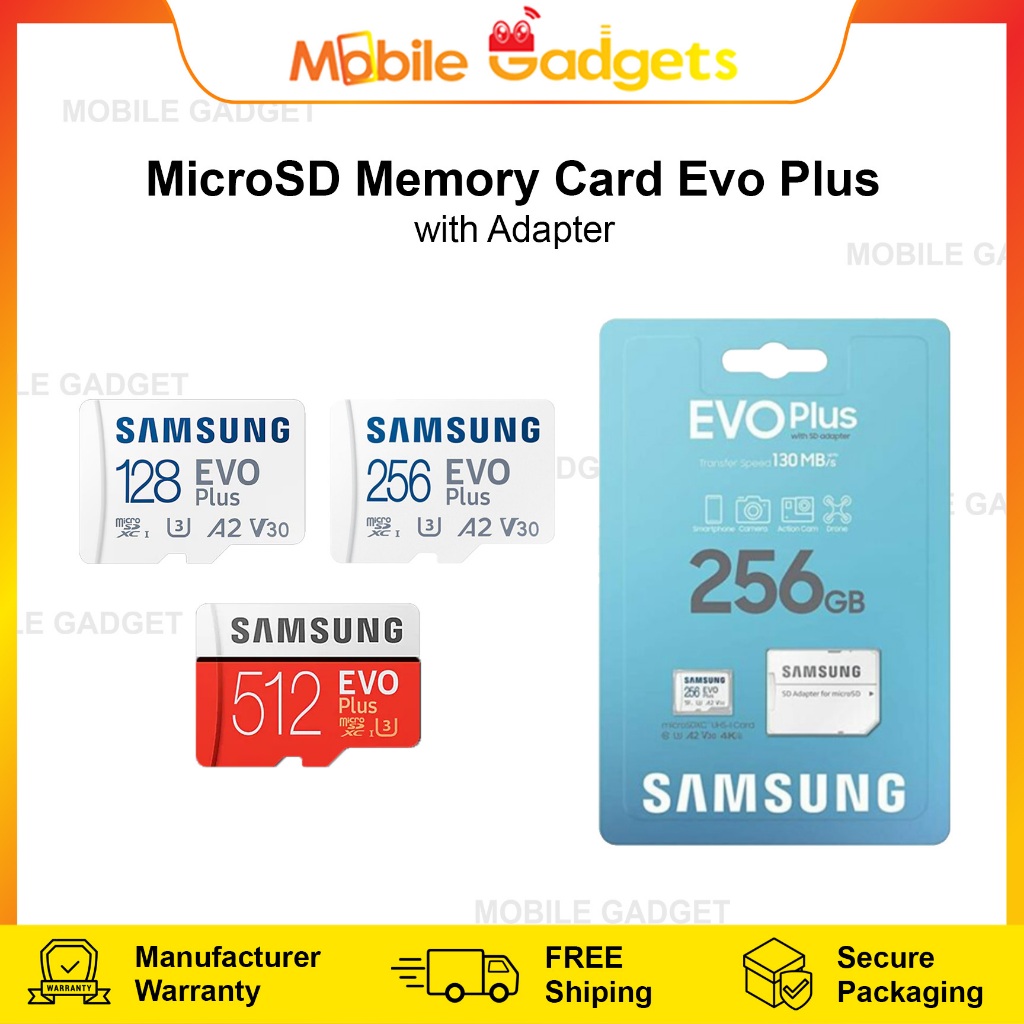 Samsung Original Micro SDHC Evo Plus Class 10 with Adapter 128/256/512 ...