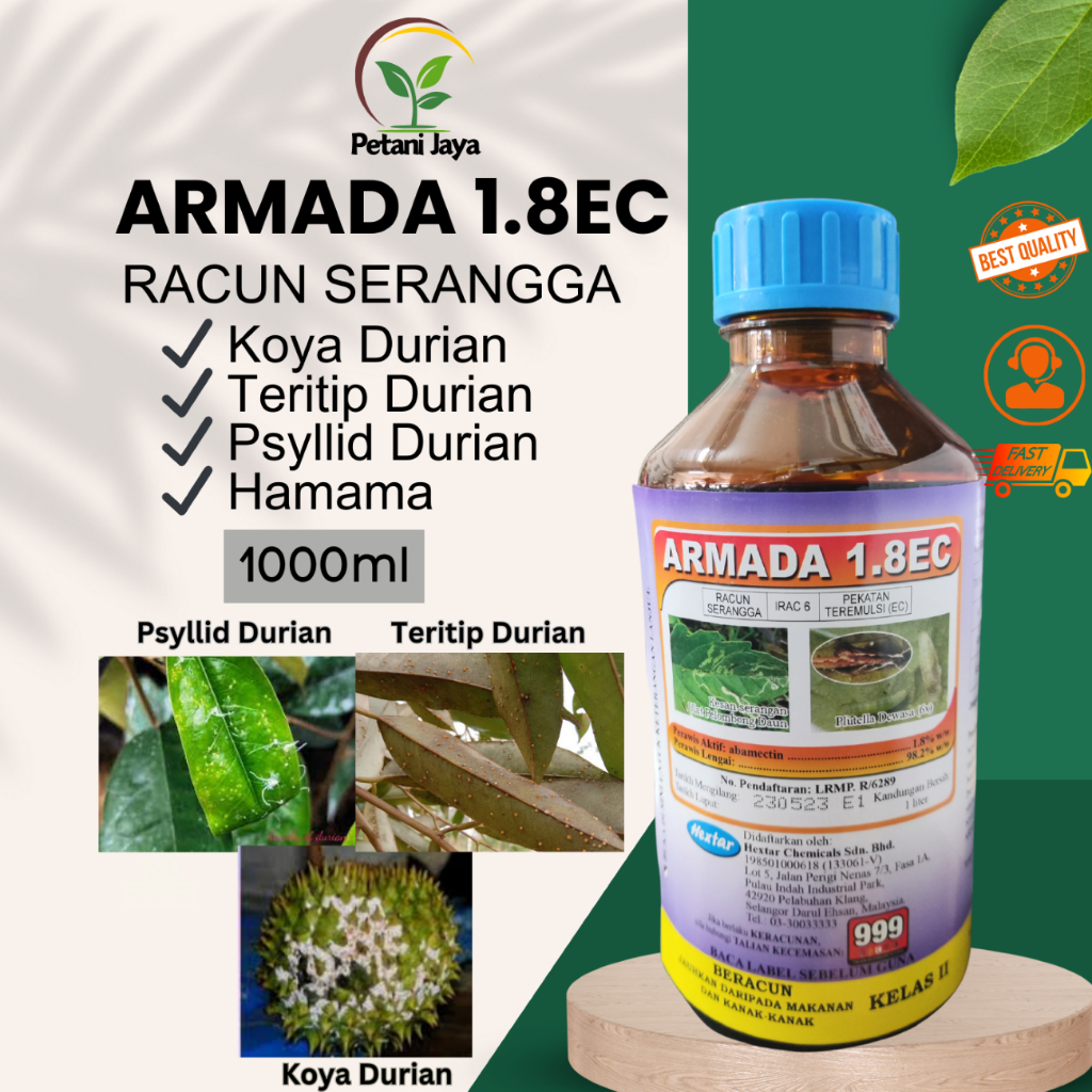 Armada Racun Kicap Abamectin 1.8%EC Racun Serangga Psyllid Durian Koya ...