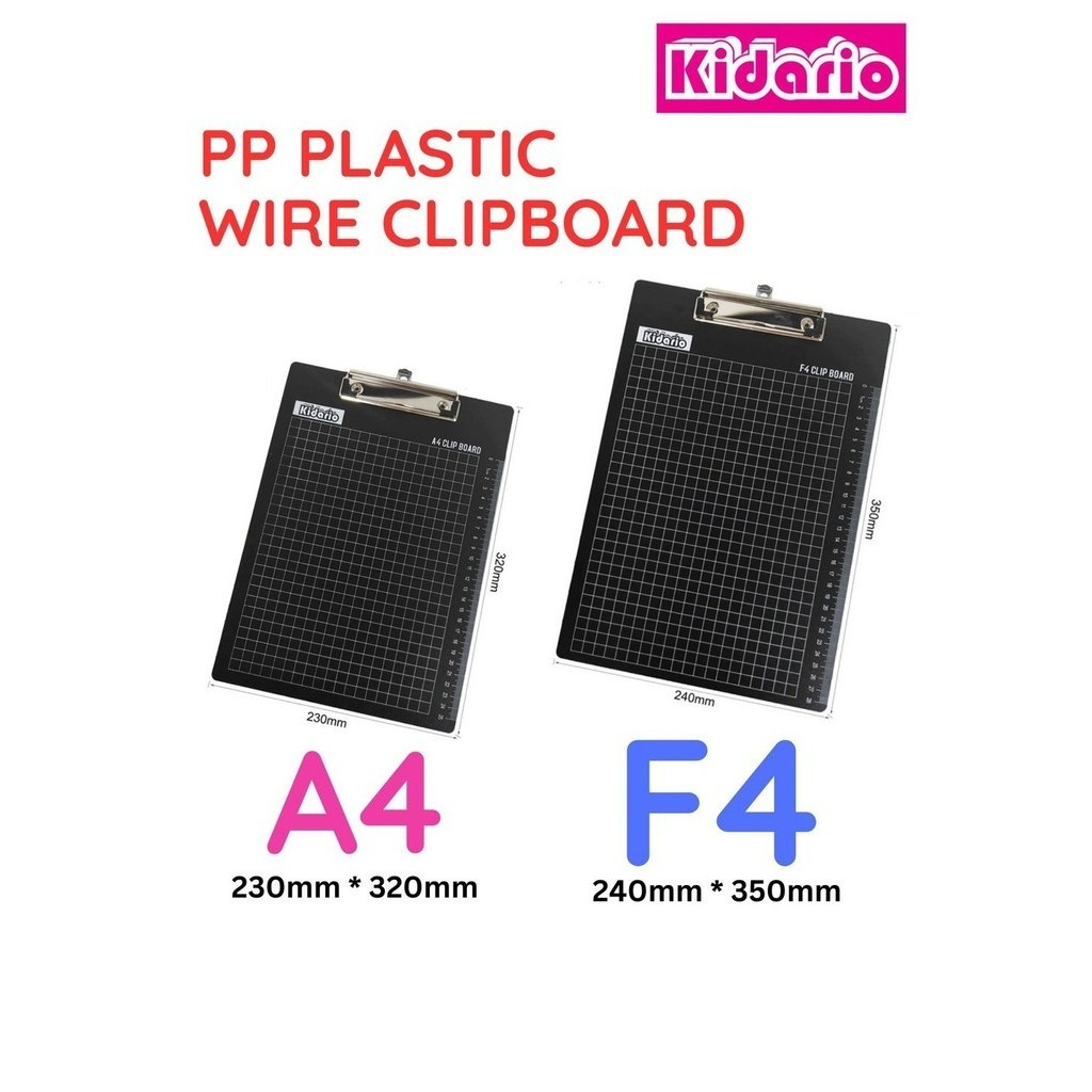 [ A4 SIZE | F4 SIZE ] KIDARIO PP PLASTIC WIRE CLIPBOARD WITH HANGING HOOK | KCB-2300 | KCB-2400 ...