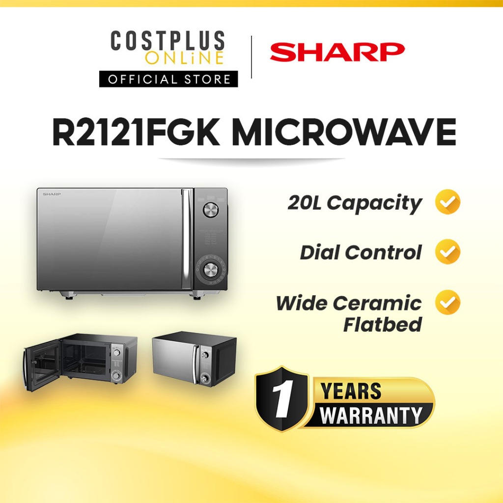 Sharp Mechanical Dial Flatbed Microwave Oven 20L R2121FGK Stainless ...