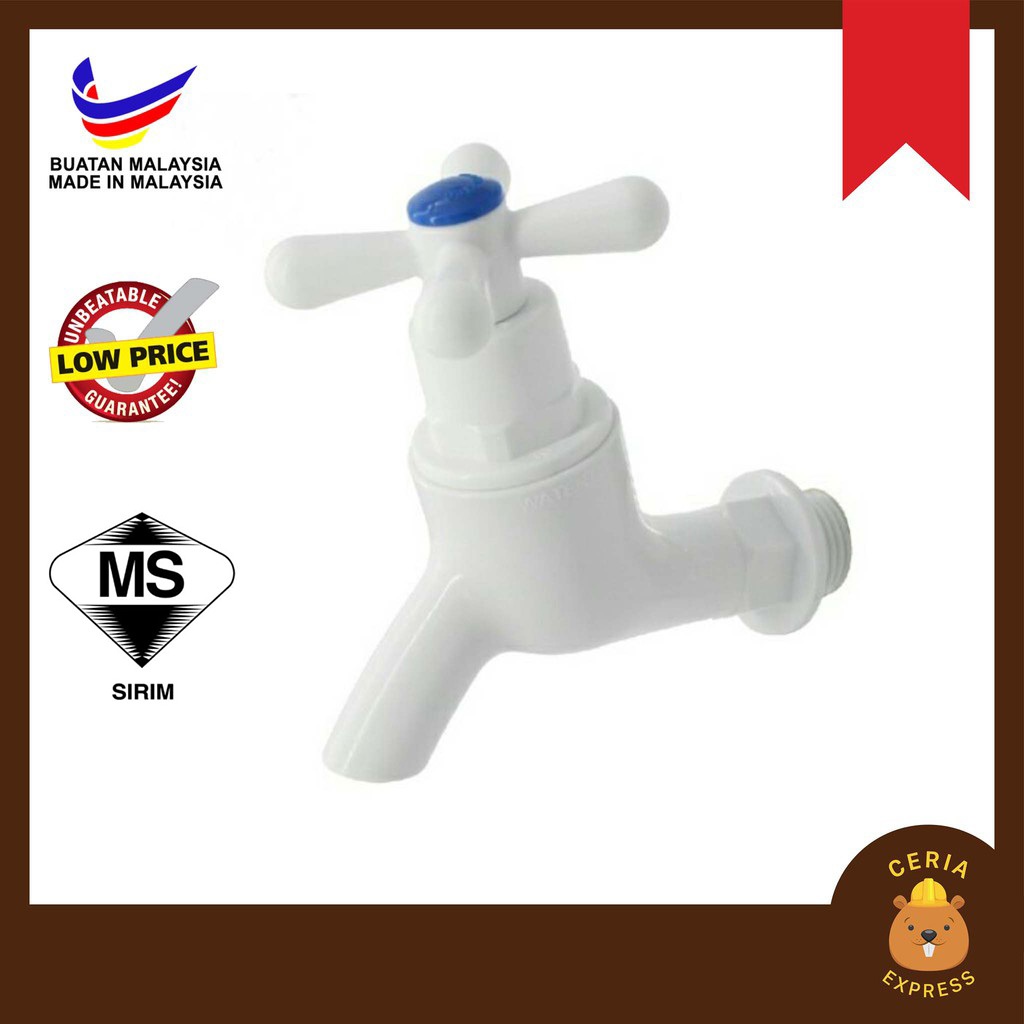 [𝐒𝐈𝐑𝐈𝐌] WATERTEC (𝐗 𝐇𝐚𝐧𝐝𝐥𝐞) Kitchen & Bathroom Sink Faucet PVC Bib Water Flow Tap Cross Handle 1 ...