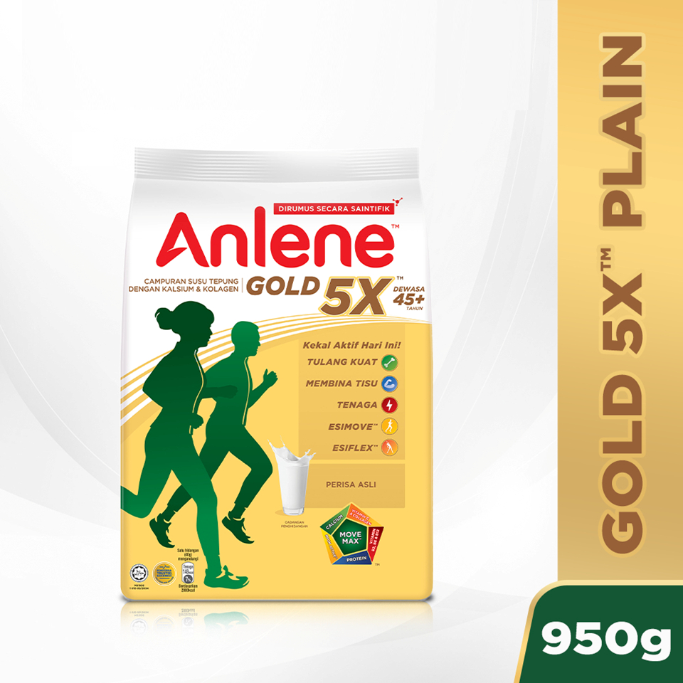 ANLENE Gold 5X High Calcium High Protein Plain Milk Powder Susu Tepung (950g) [Exp 07 Aug 2026 ...