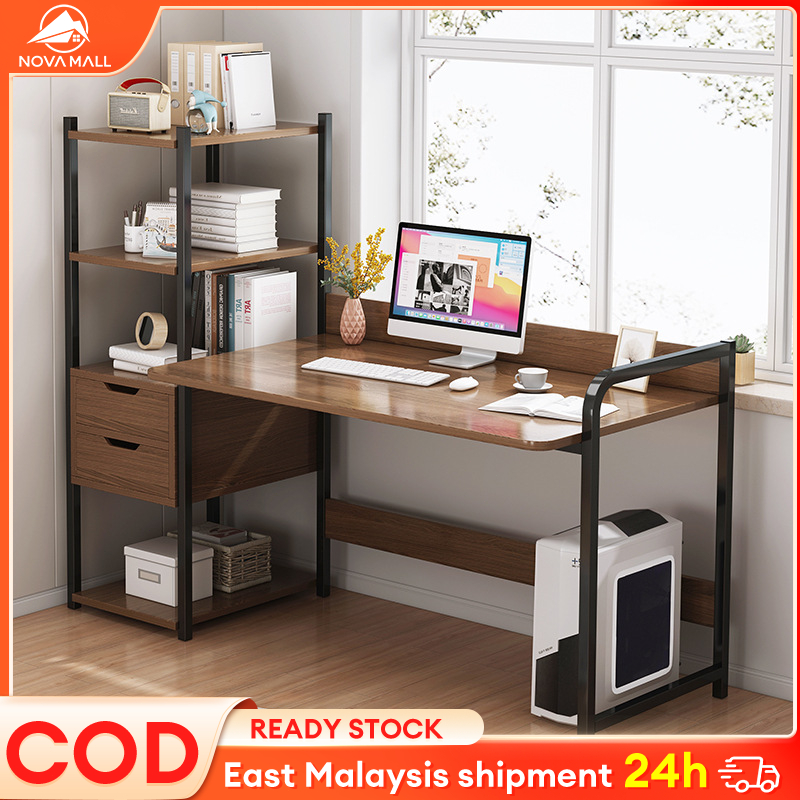 120CM Large Study Desk with Bookshelf Table Multipurpose Computer Table ...