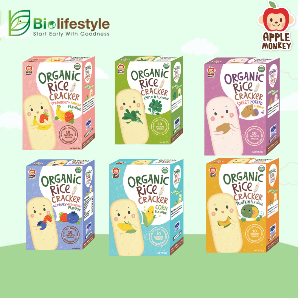 Apple Monkey Organic Rice Crackers 30g | Shopee Malaysia