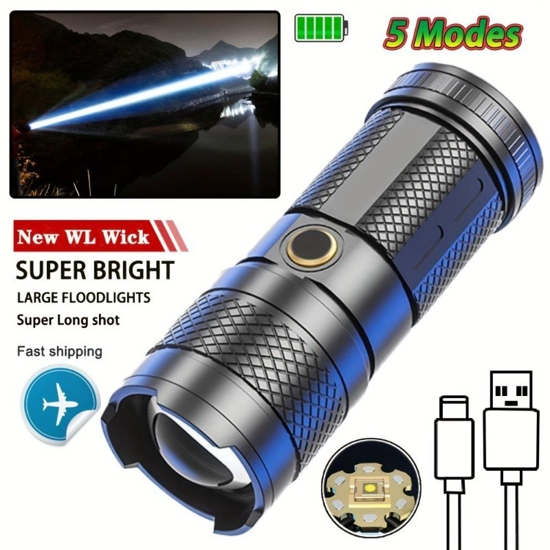 LED Mini Torch Light with Powerbank lampu suluh terang jarak jauh ...