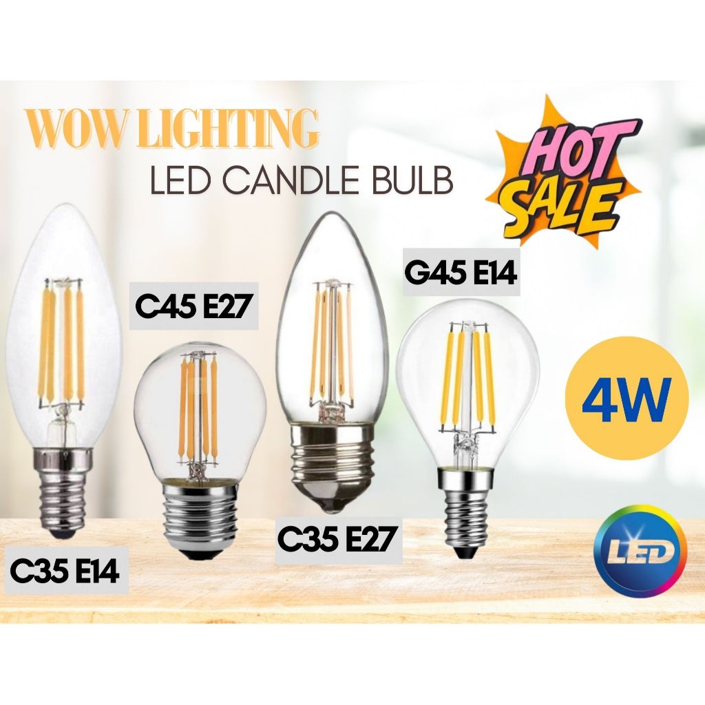 E14 E27 Candle LED Light Bulb Warm White Candle Bulb | Shopee Malaysia