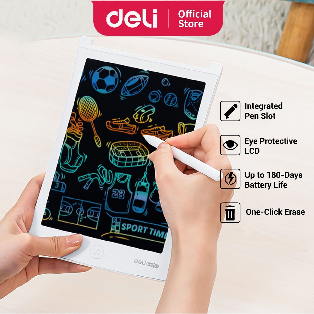 Deli 10" LCD Writing Board Kids Drawing Board Waterproof Tablet Drawing ...