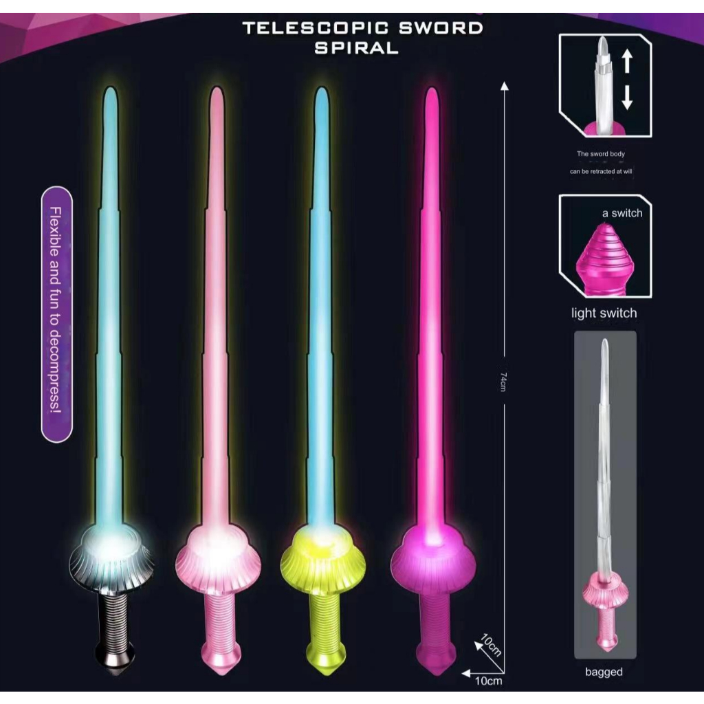 (local supplier)Telescopic katana with light swing sword plastic knife ...