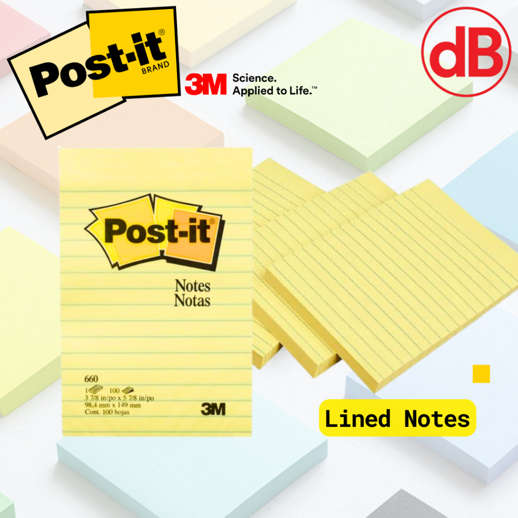 3M Post-it Lined Notes Yellow 4.0" x 6.0" (100s), PN660 | Shopee Malaysia