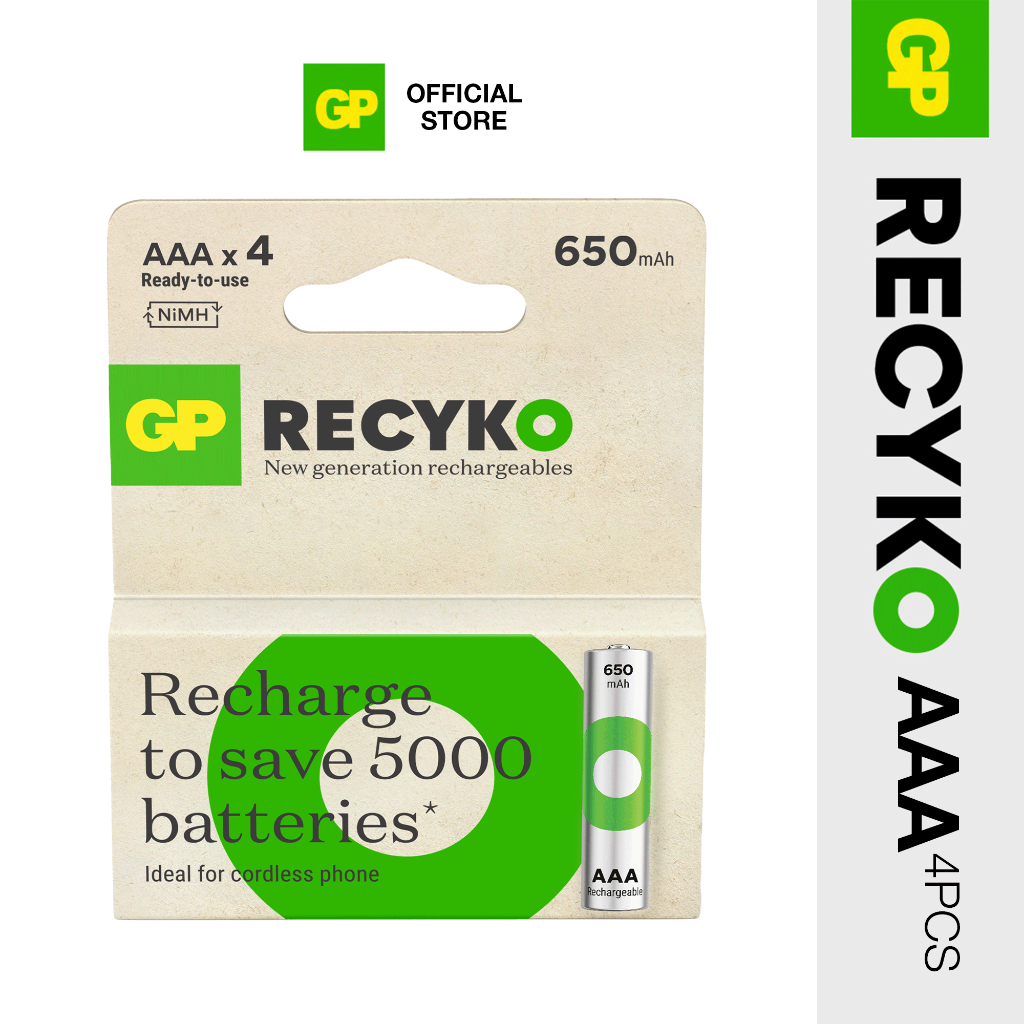 [NEW] GP ReCyko 650mAh AAA Rechargeable Battery (4batteries pack ...