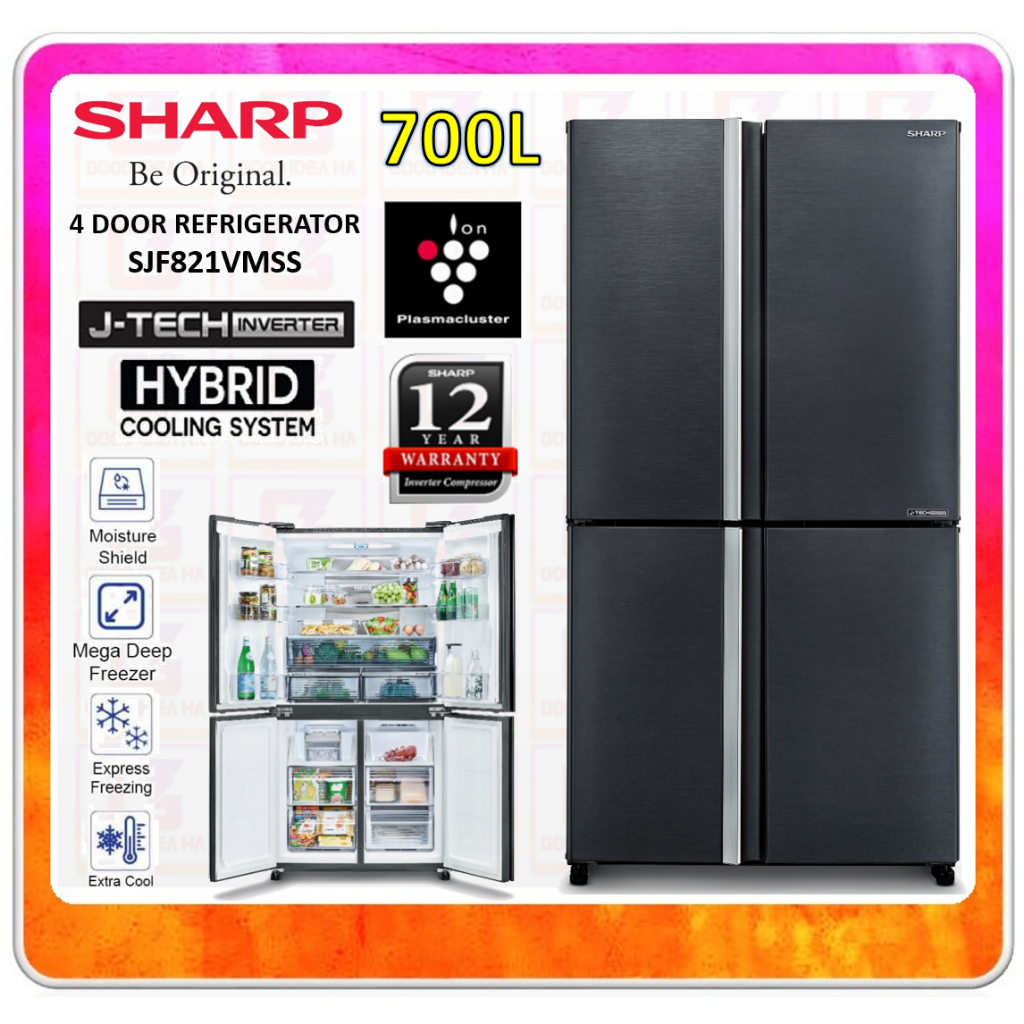Sharp SJF821VMSS - 4 Door Refrigerator 700L (J-Tech Inverter Technology ...