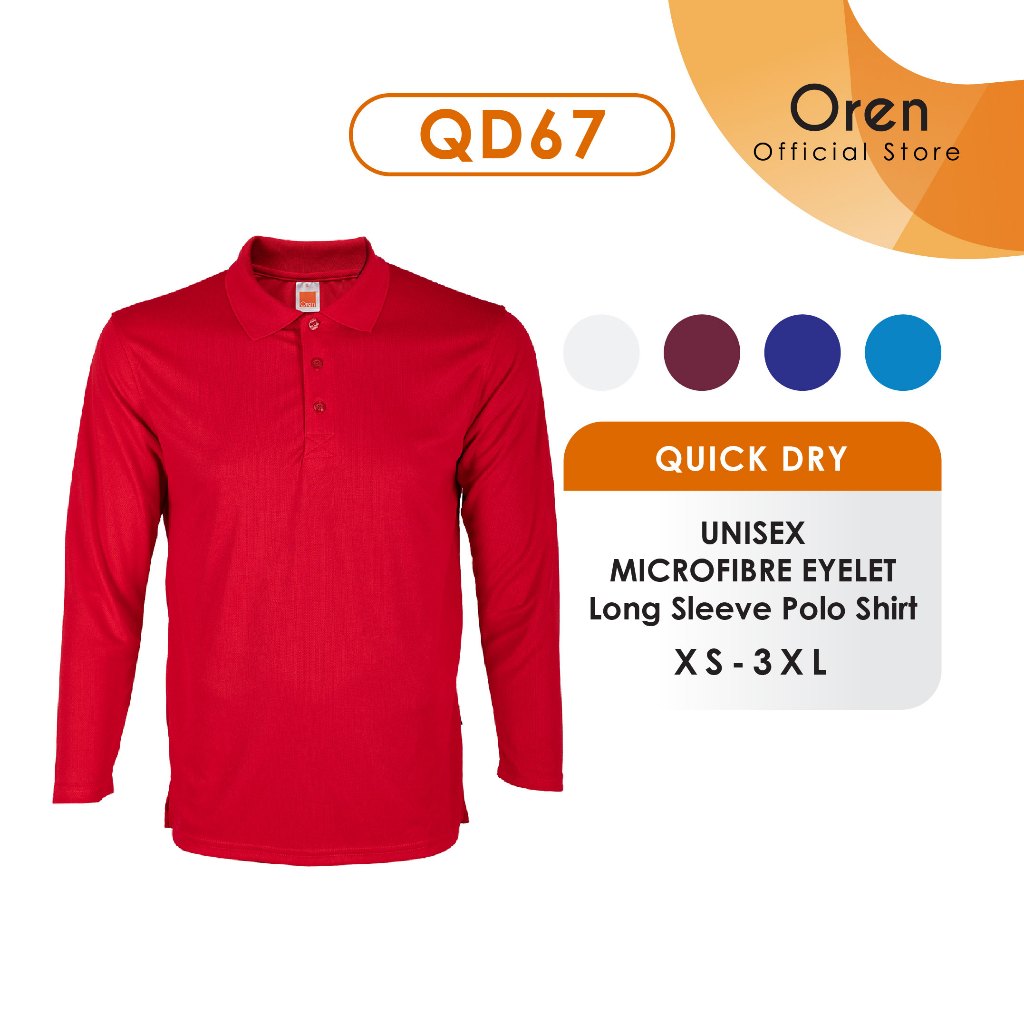 Oren Sport QD Quick Dry Long Sleeve Collar Shirt QD67 | Shopee Malaysia
