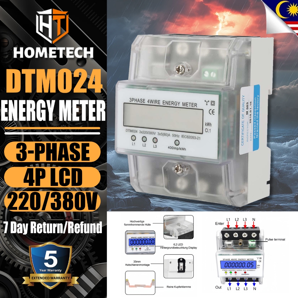 🔥5-year warranty🔥220/380V 5-80A Energy Consumption Digital Electric ...
