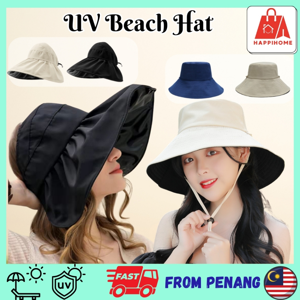Sunblock Hat Beach Cotton Big Cover Large Cap UV Protection Bucket Hat ...