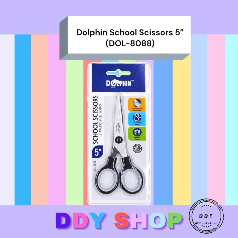 Dolphin 5” School Scissors Stainless Steel Scissors (DOL-8088) | Shopee ...