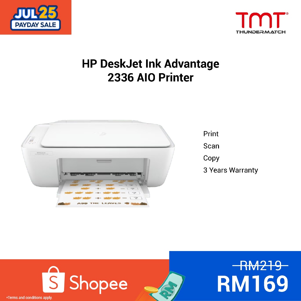 HP DeskJet Ink Advantage 2336 All-in-One Printer Print Scan Copy (7WQ05B) | Shopee Malaysia