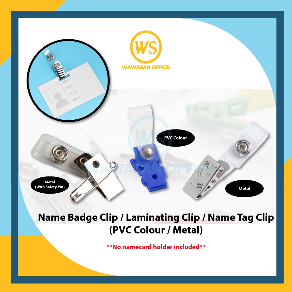 Name Tag Clip / Name Badge Clip / Laminating Clip - Metal / PVC (pcs ...