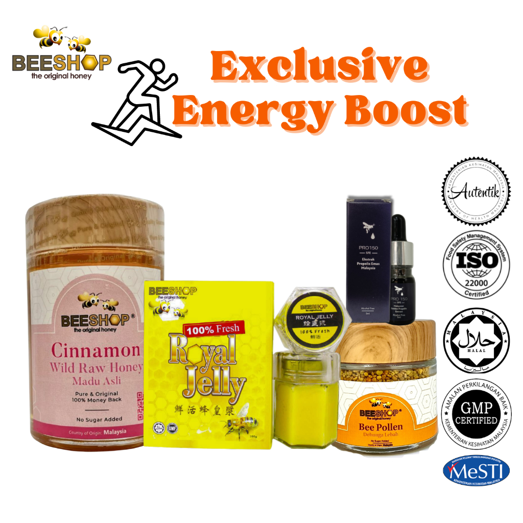 Bee Shop Energy Boost [KELULUT GOLDEN PROPOLIS 5ml+ROYAL JELLY 100g ...