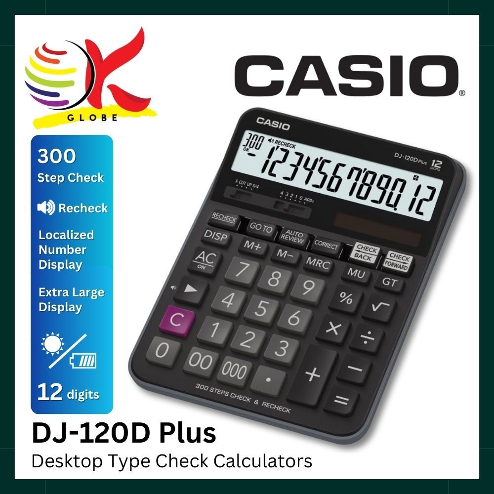 CASIO DJ-120D PLUS DESKTOP TYPE CHECK CALCULATOR WITH 300 STEPS CHECK, RECHECK WITH SOUND ASSIST ...