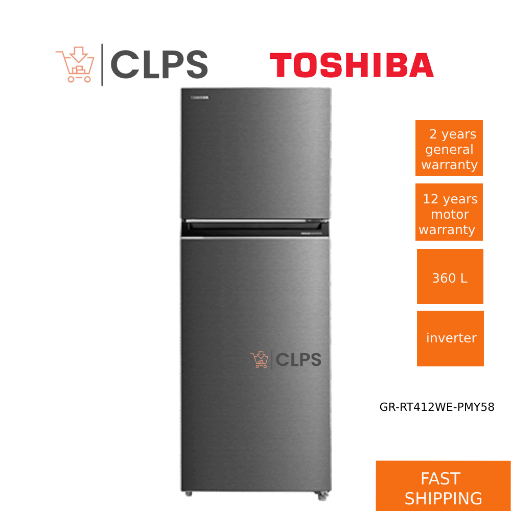 TOSHIBA 2 DOORS INVERTER REFRIGERATOR MAYA GRAY 360L GR-RT412WE-PMY(58 ...