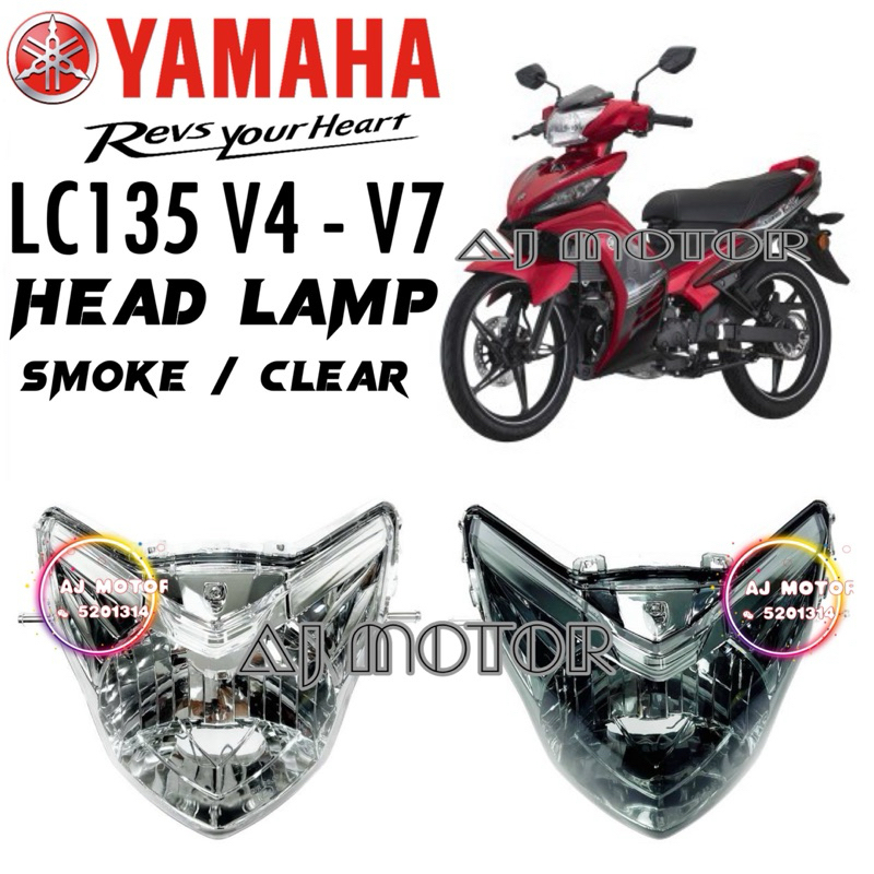 YAMAHA LC135 LC V4 V5 V6 V7 HEAD LAMP STANDARD COLOUR SMOKE TINTED HITAM LAMPU BESAR DEPAN ...