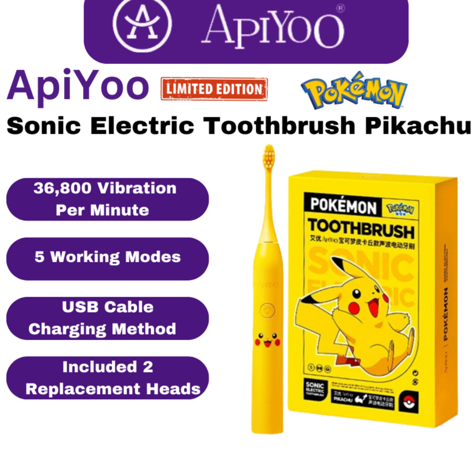 LIMITED EDITION ApiYoo Sonic Electric Toothbrush Pokemon Series Pikachu ...