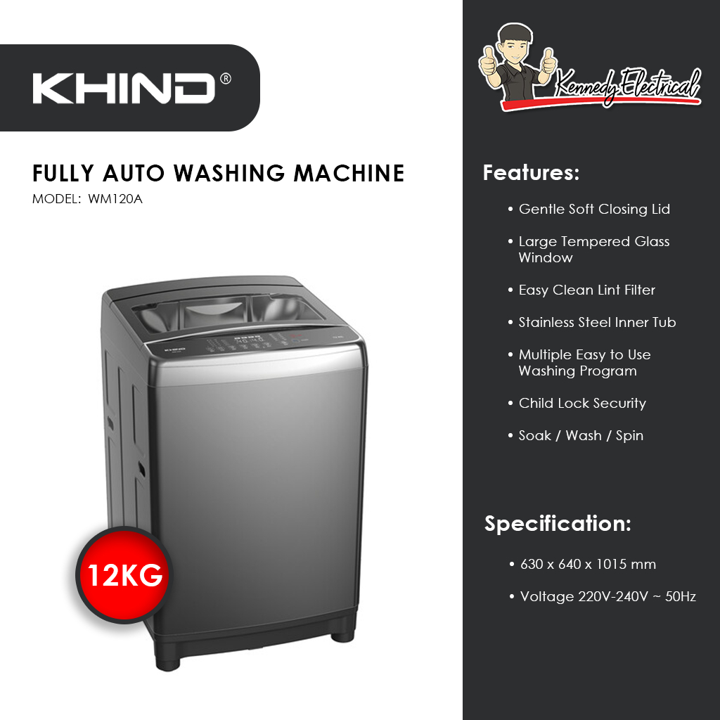 Khind 12kg Fully Auto Washing Machine WM120A | Shopee Malaysia