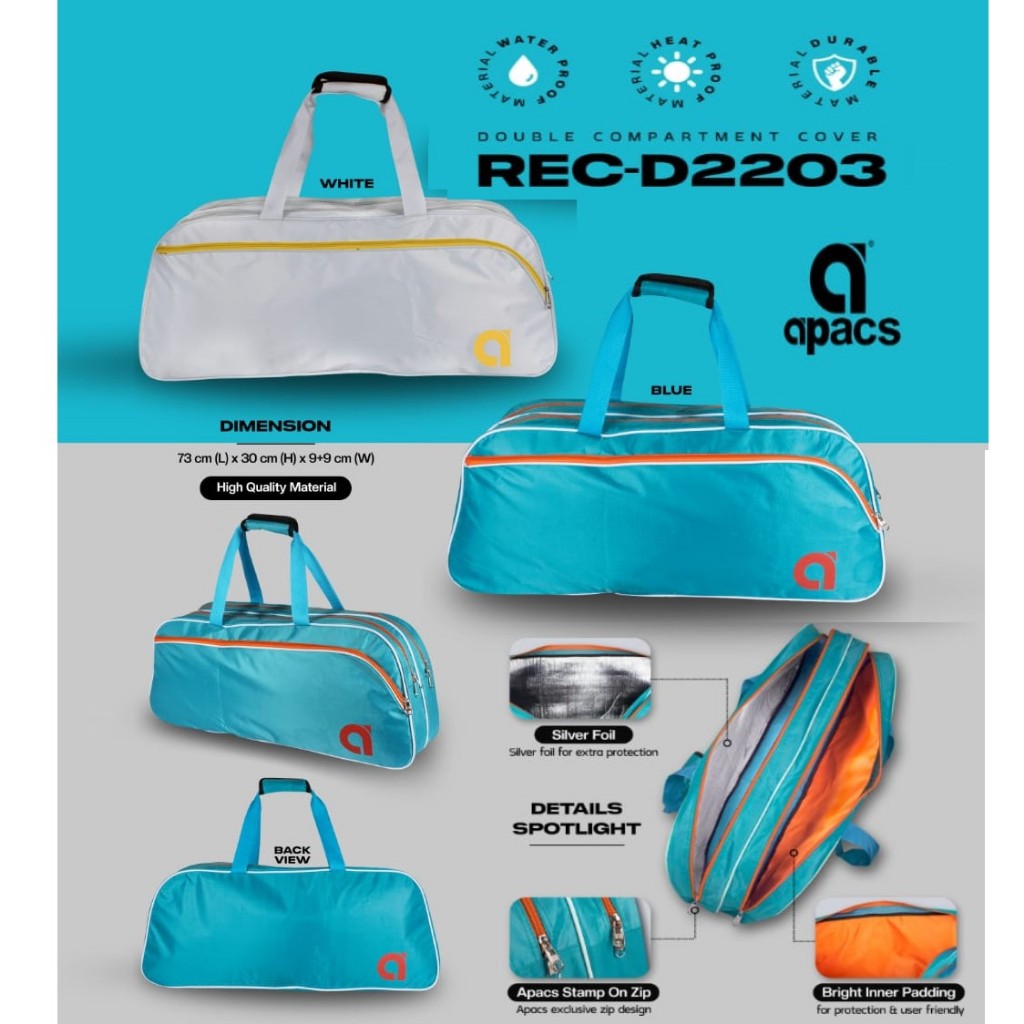 Badminton bag Racket bagpack Beg Raket Zip Bag raket bagpack Apacs ...