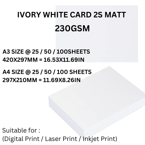 【READY STOCK】 A4 / A3 | 230G | 250G | 300G | 350G IVORY EXTRA WHITE ...