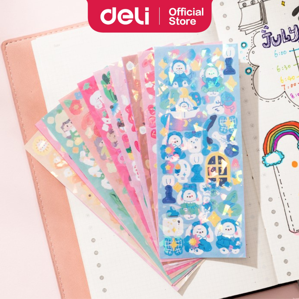 Deli Cartoon Sticker for Kids Creative Hand Account Material Stickers ...