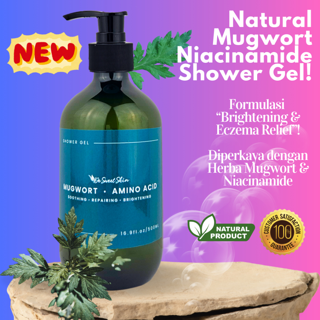 De Sweet Skin Mugwort & Amino Acid Shower Gel 500ml | (Soothing & Brightening & Eczema Relief ...