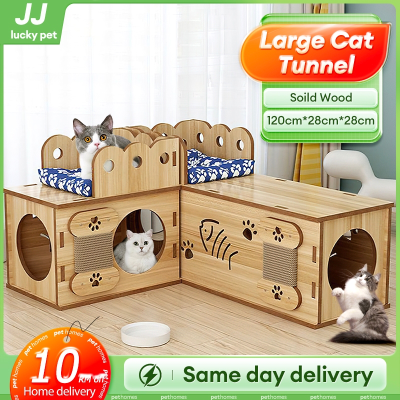 Cat Nest Solid Wood Cat Tunnel Cat Scratch Broad Cat House Cat Toy Cat ...