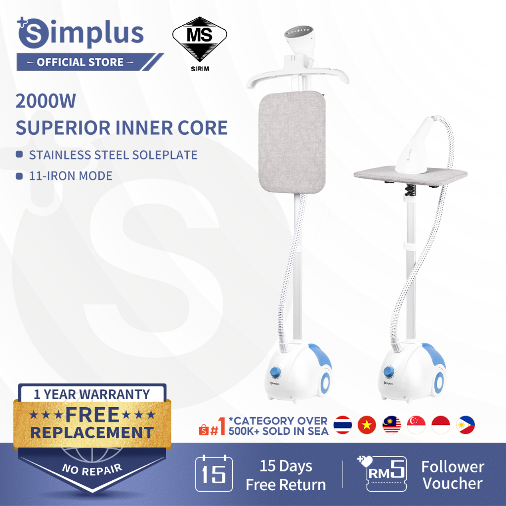 Simplus Iron Steam Garment Steamer 2000W 11-Iron Mode Stainless Steel ...