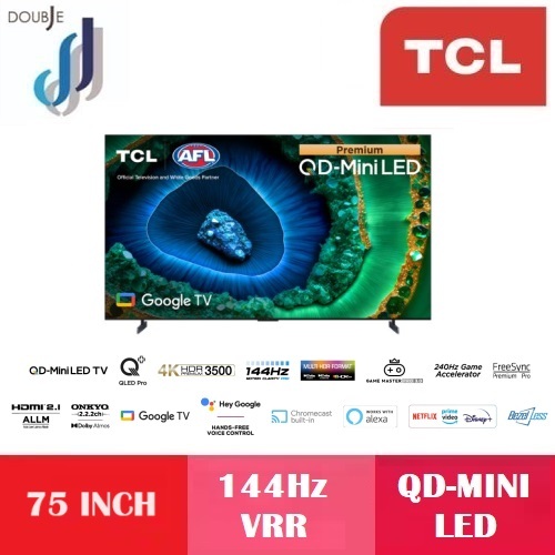TCL 65" 75" Premium QD-Mini LED 4K TV with HDR 3500 nits, 144hz, IMAX Enhanced, QLED PRO 75C855 ...