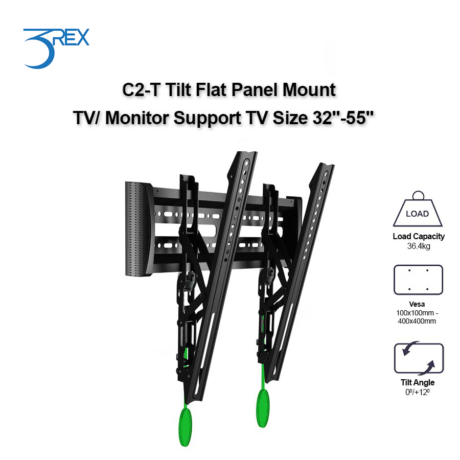 C2-T Tilt Flat Panel TV Mount for LCD/ Monitor Size 32”-55” | Shopee ...