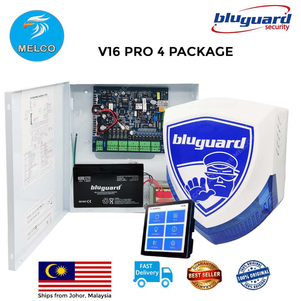 Bluguard V16 PRO 4 Touch Keypad 9 Zone Security Home Alarm System ...
