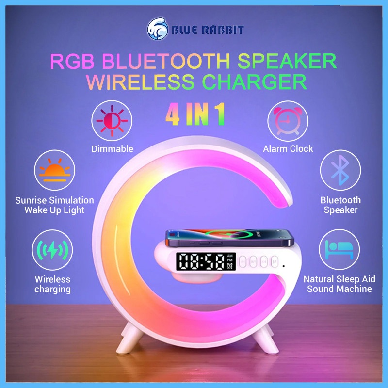 BlueRabbit 4in1 LED Atmosphere Light RGB Wireless Charger Bluetooth ...